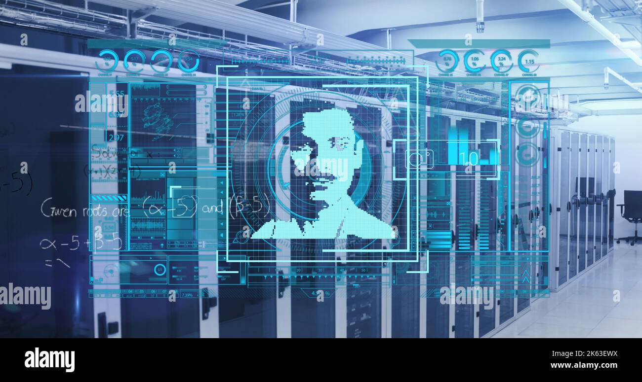 Image of data processing over server room Stock Photo - Alamy