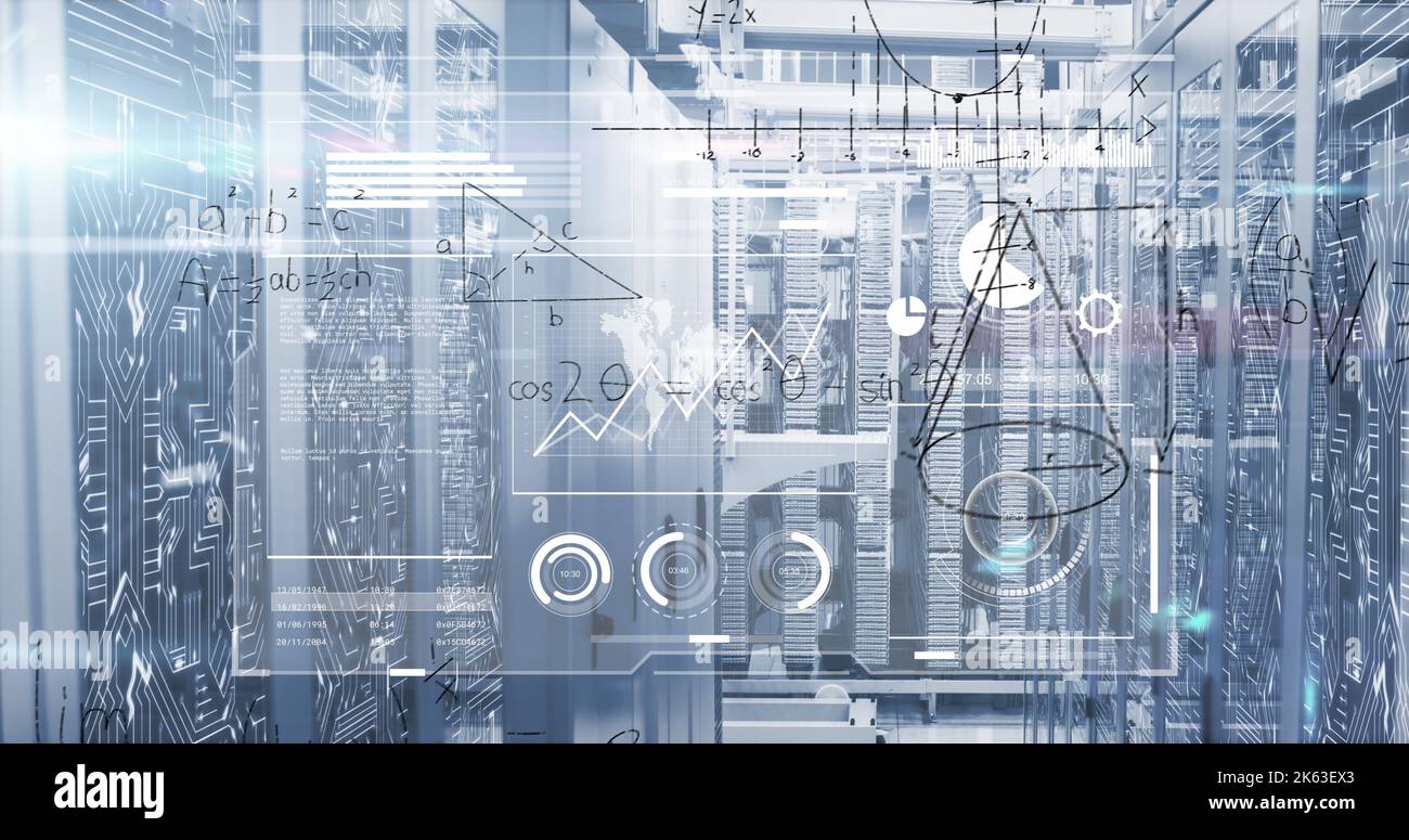 Image of data processing over server room Stock Photo - Alamy