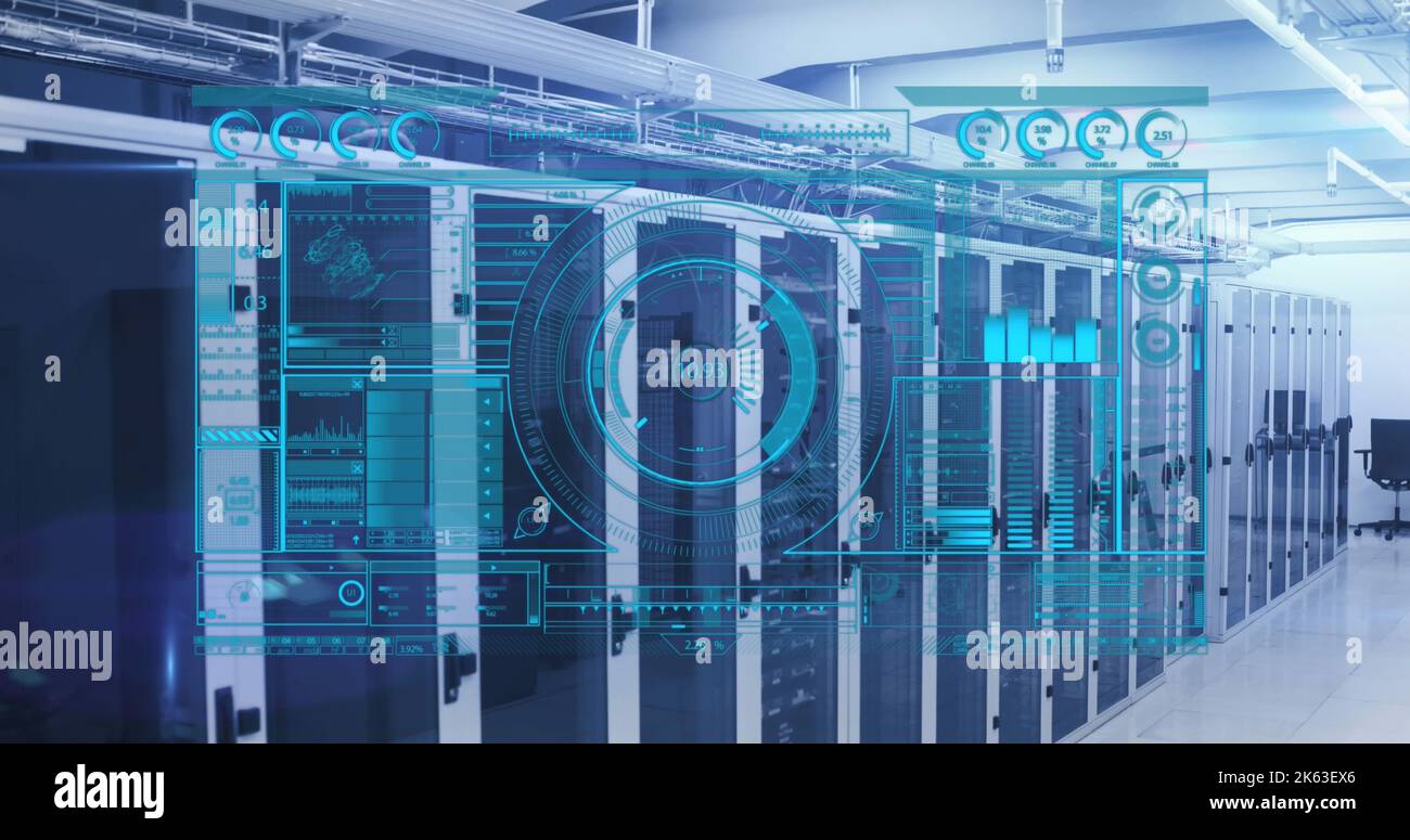 Image of data processing over server room Stock Photo - Alamy