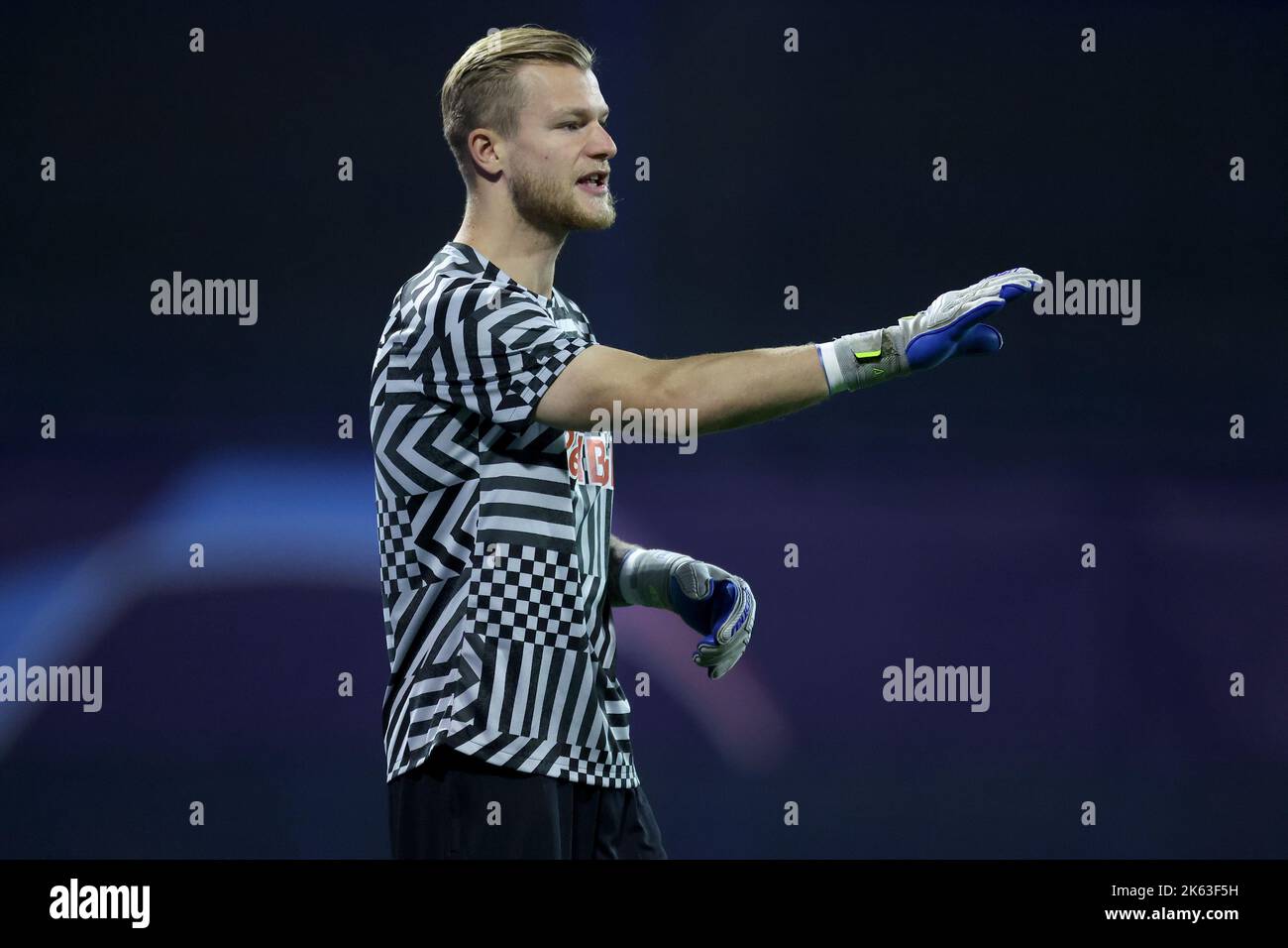ZAGREB, CROATIA - OCTOBER 11: Nico Mantl of RB Salzburg warming up ...