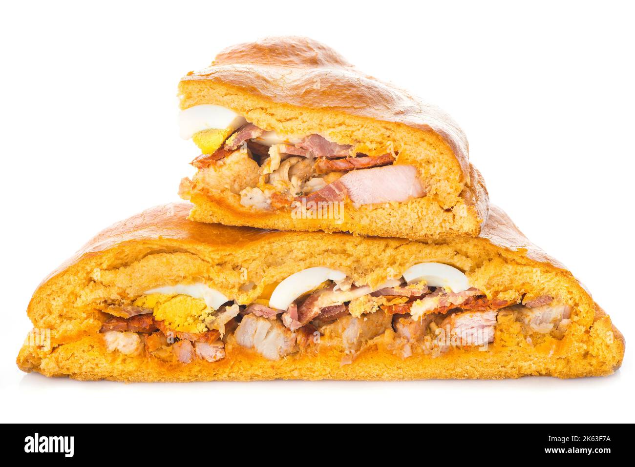 Traditional food for easter time in Spain called hornazo, a stuffed ...