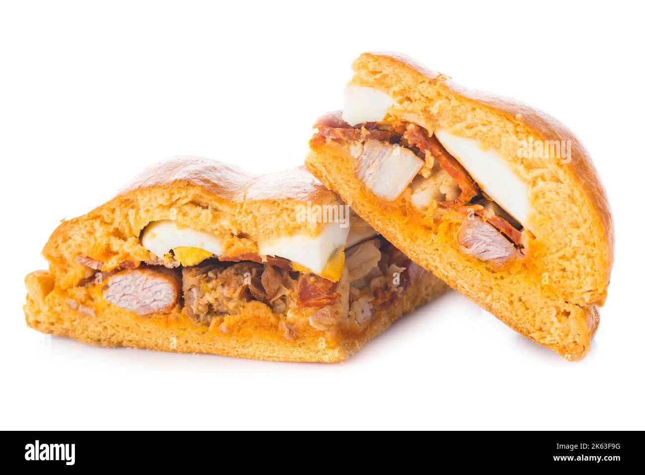 Traditional food for easter time in Spain called hornazo, a stuffed ...