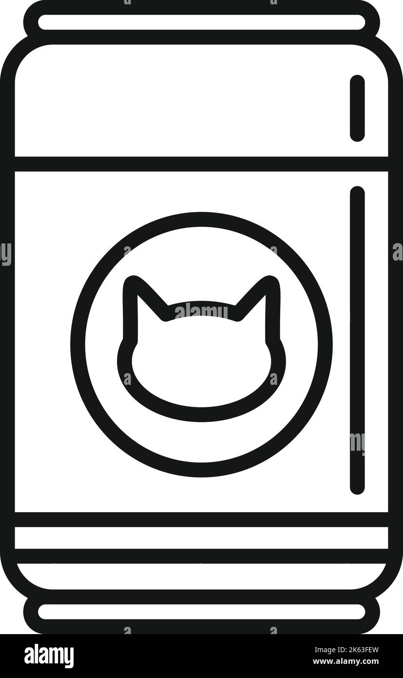 Cat food bottle icon outline vector. Pack snack. Can tin dry Stock ...
