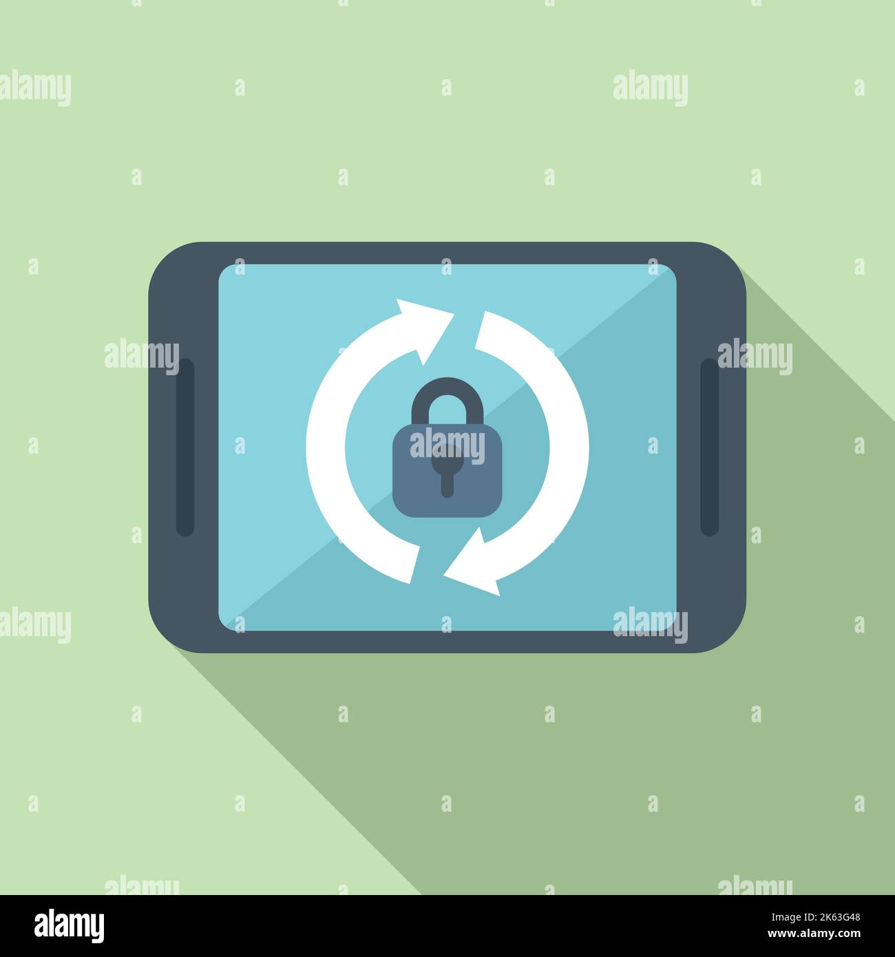 Tablet password recovery icon flat vector. Account page. Internet ...