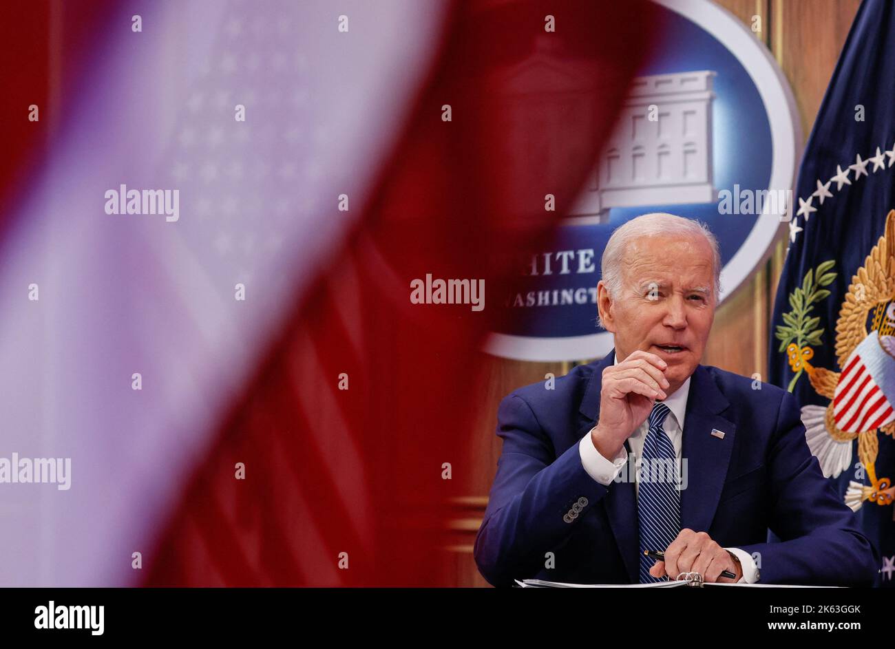 President Joe Biden addresses a virtual audience attending the Summit ...
