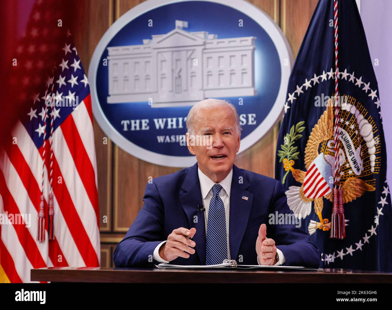 President Joe Biden addresses a virtual audience attending the Summit ...