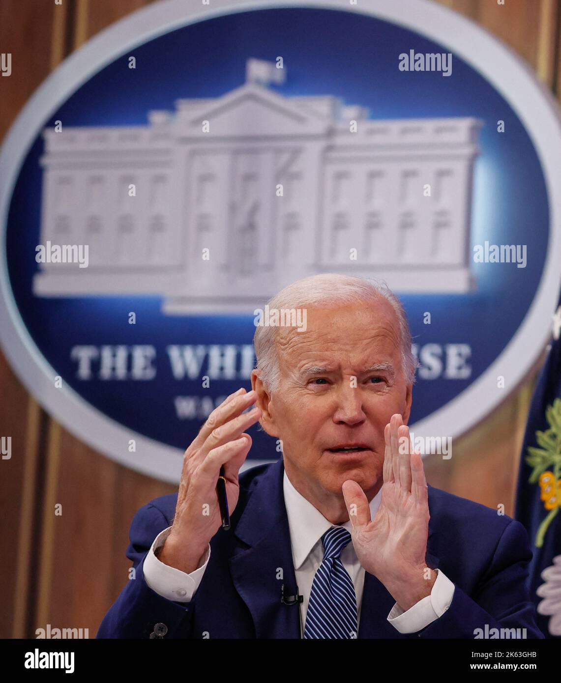 President Joe Biden addresses a virtual audience attending the Summit ...