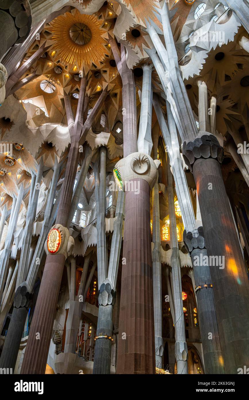 Interior Of The Sagrada Família, Church Of The Atonement Of The Holy ...