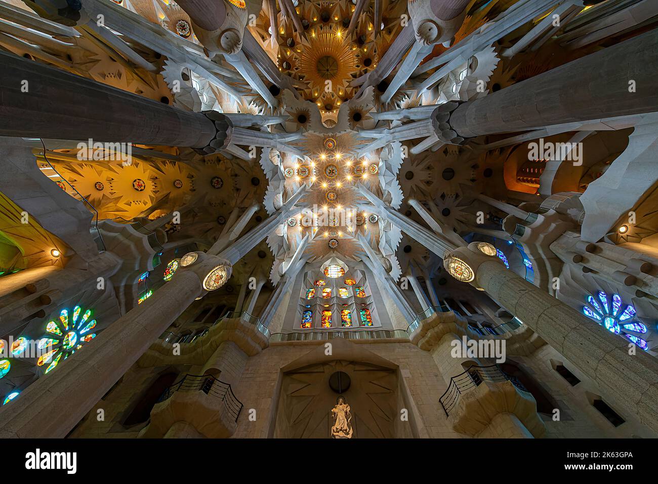 Interior Of The Sagrada Família, Church Of The Atonement Of The Holy ...