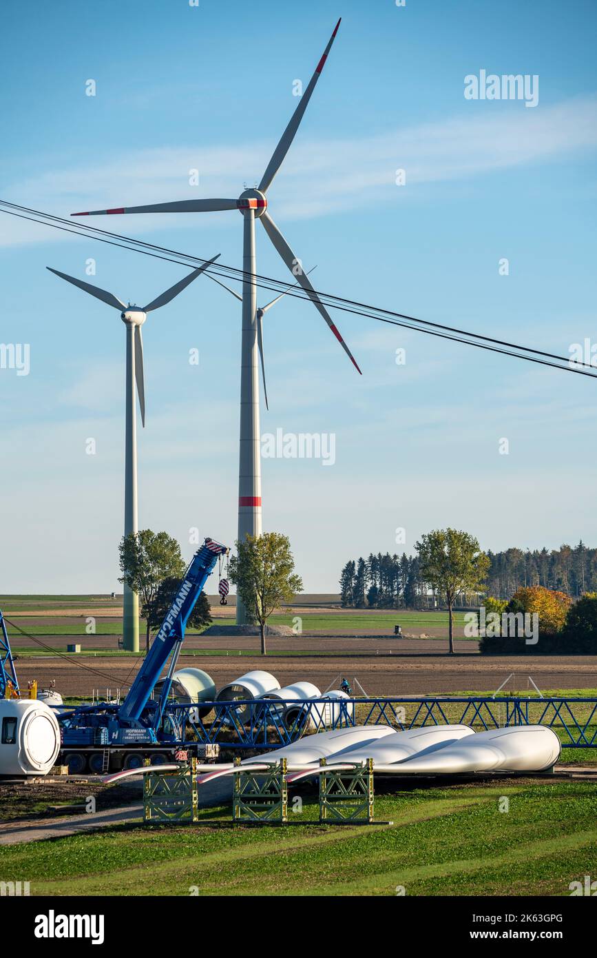 Wind farm near Bad Wünnenberg, construction site, storage area for a ...