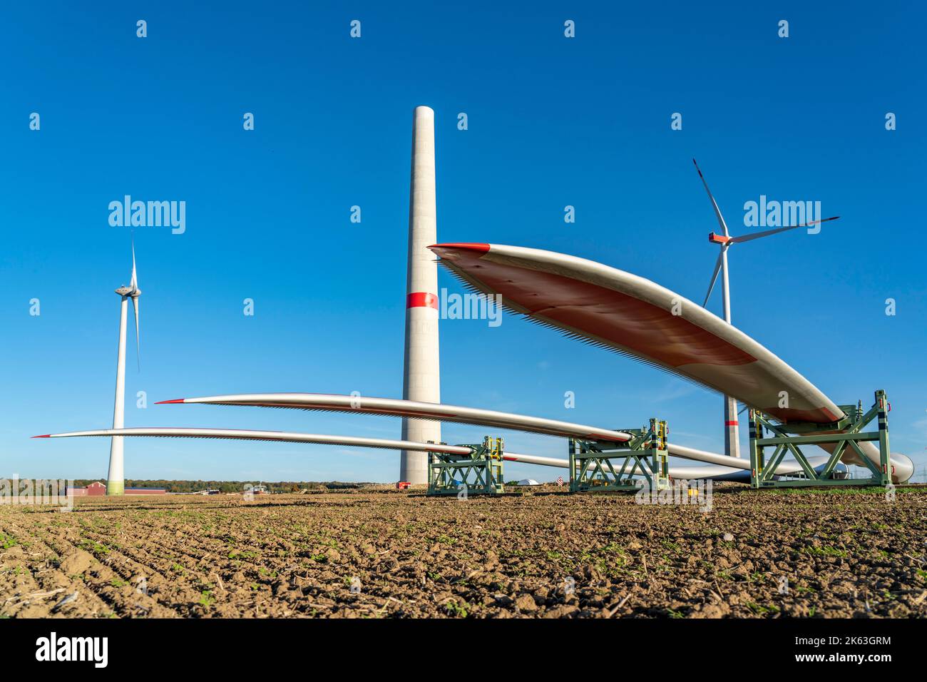 Wind farm near Bad Wünnenberg, construction site, storage area for a ...