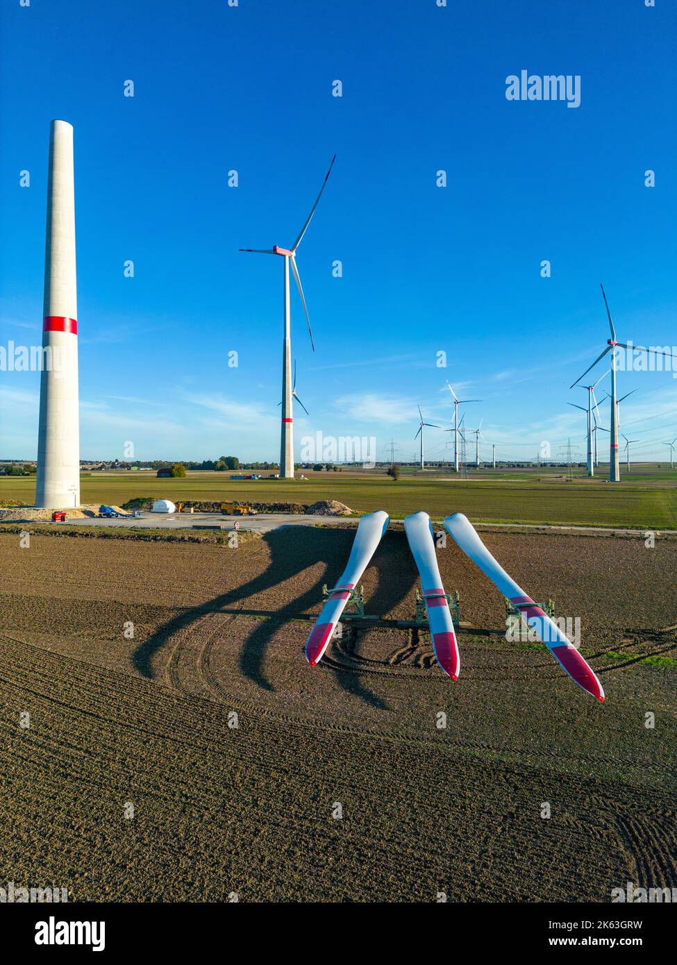 Wind farm near Bad Wünnenberg, construction site, storage area for a ...