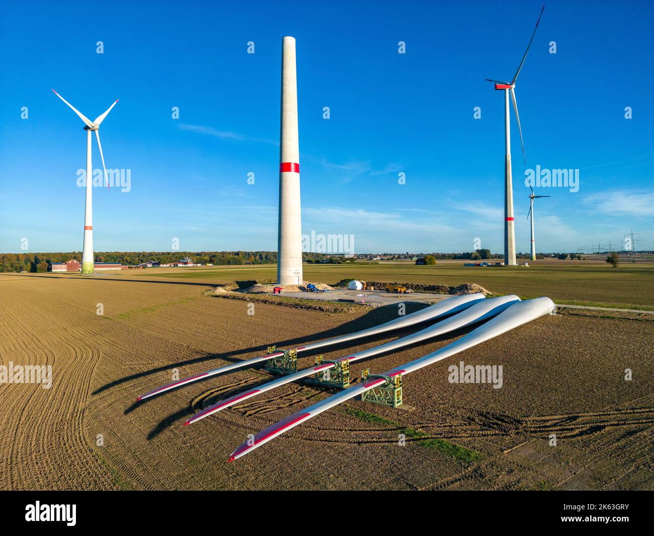 Wind farm near Bad Wünnenberg, construction site, storage area for a ...