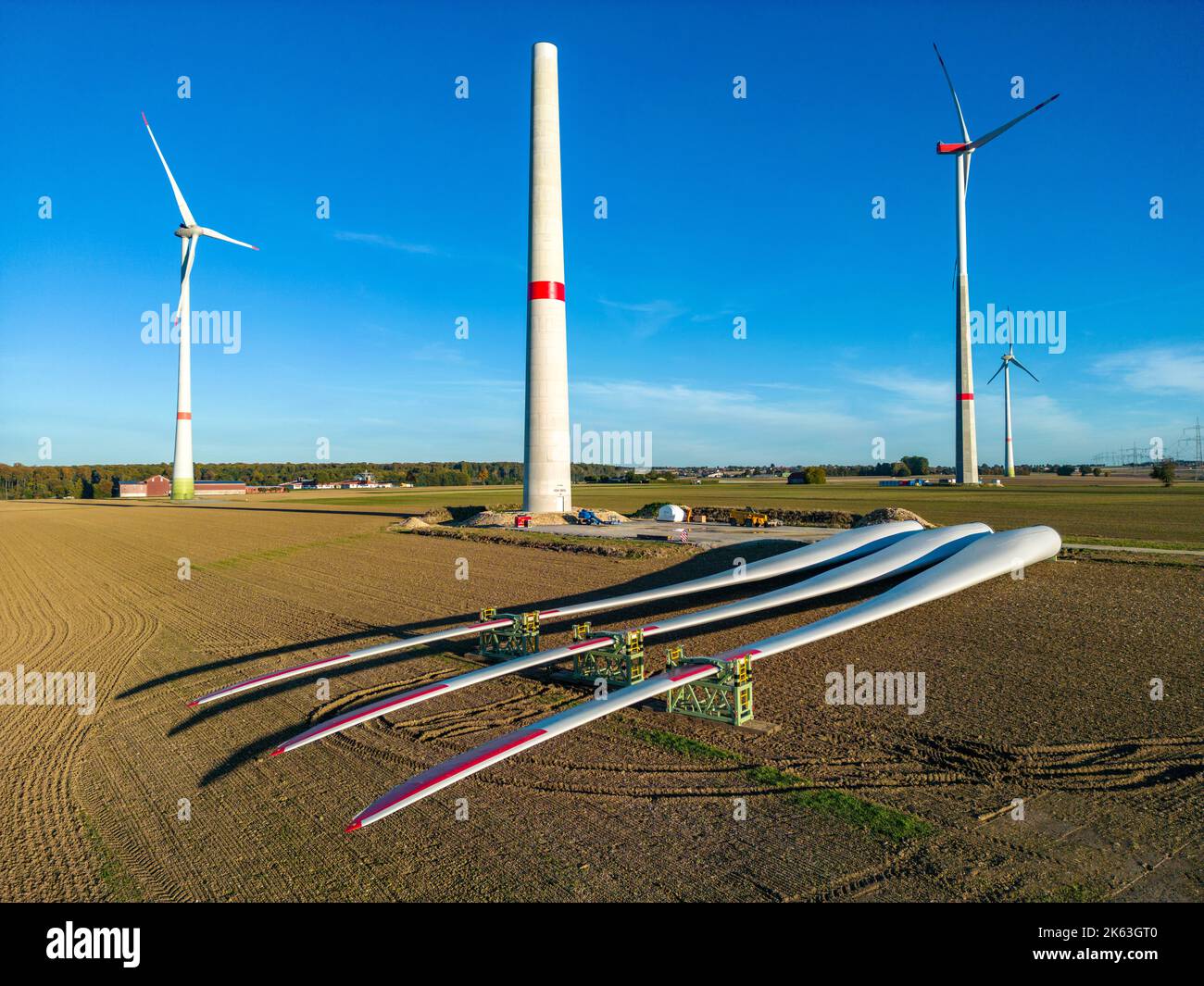 Wind farm near Bad Wünnenberg, construction site, storage area for a ...