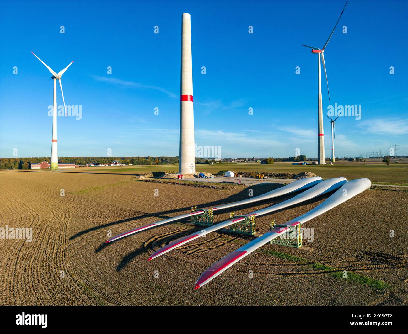 Wind farm near Bad Wünnenberg, construction site, storage area for a ...