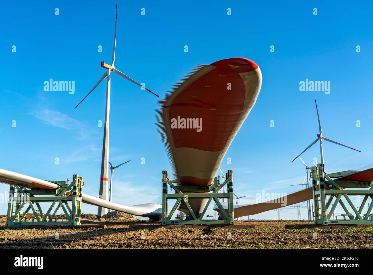 Wind farm near Bad Wünnenberg, construction site, storage area for a ...
