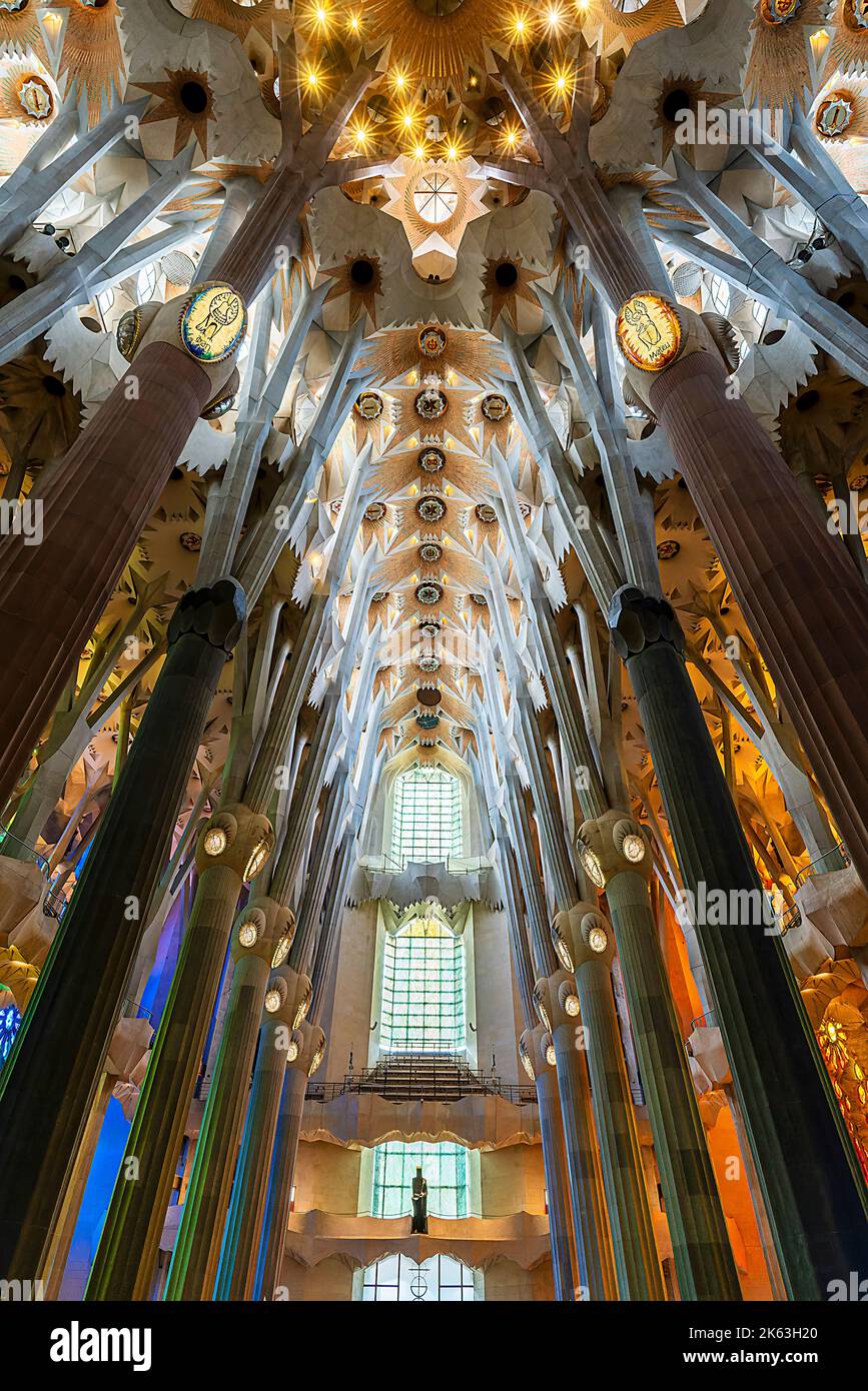Interior Of The Sagrada Família, Church Of The Atonement Of The Holy ...