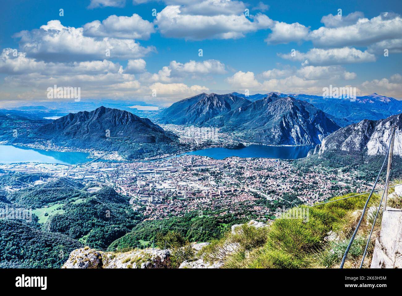A panoramic view of Lecco, on Lake Como, Italy. Viewed from Piani D ...