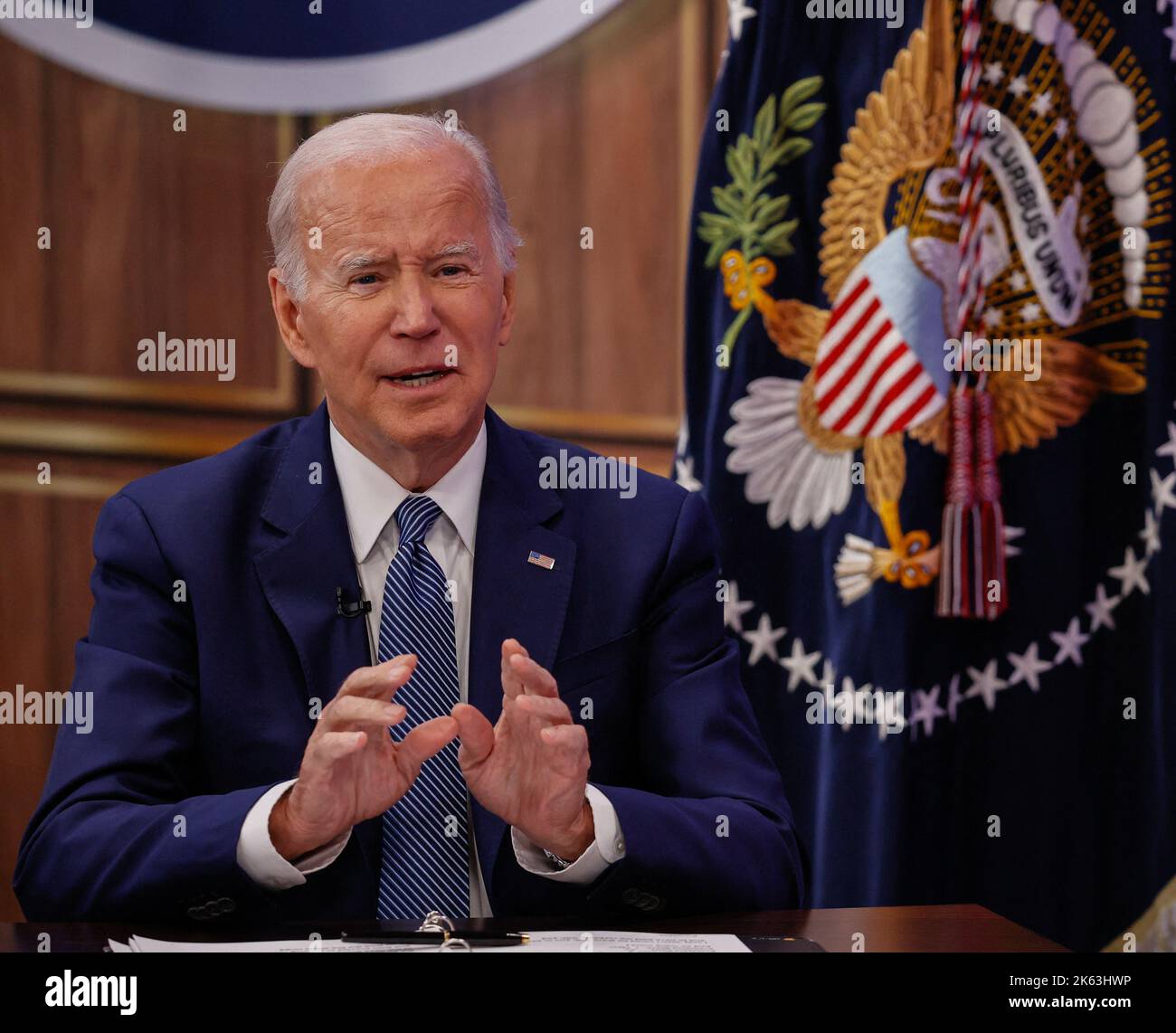 President Joe Biden addresses a virtual audience attending the Summit ...