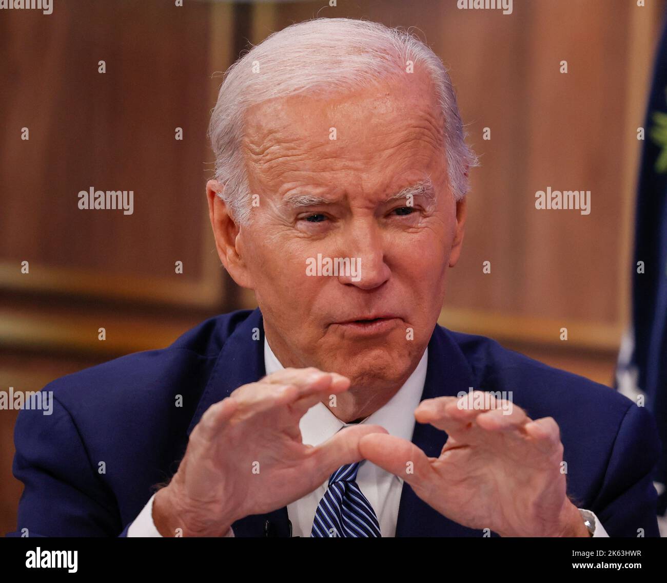 President Joe Biden addresses a virtual audience attending the Summit ...