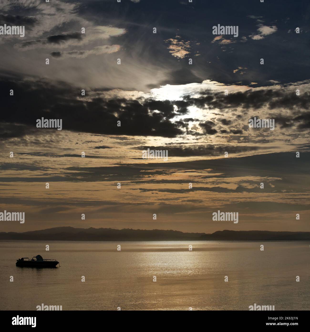 Sunrise in Assala, Dahab, on the shores of the Red Sea, black rain ...