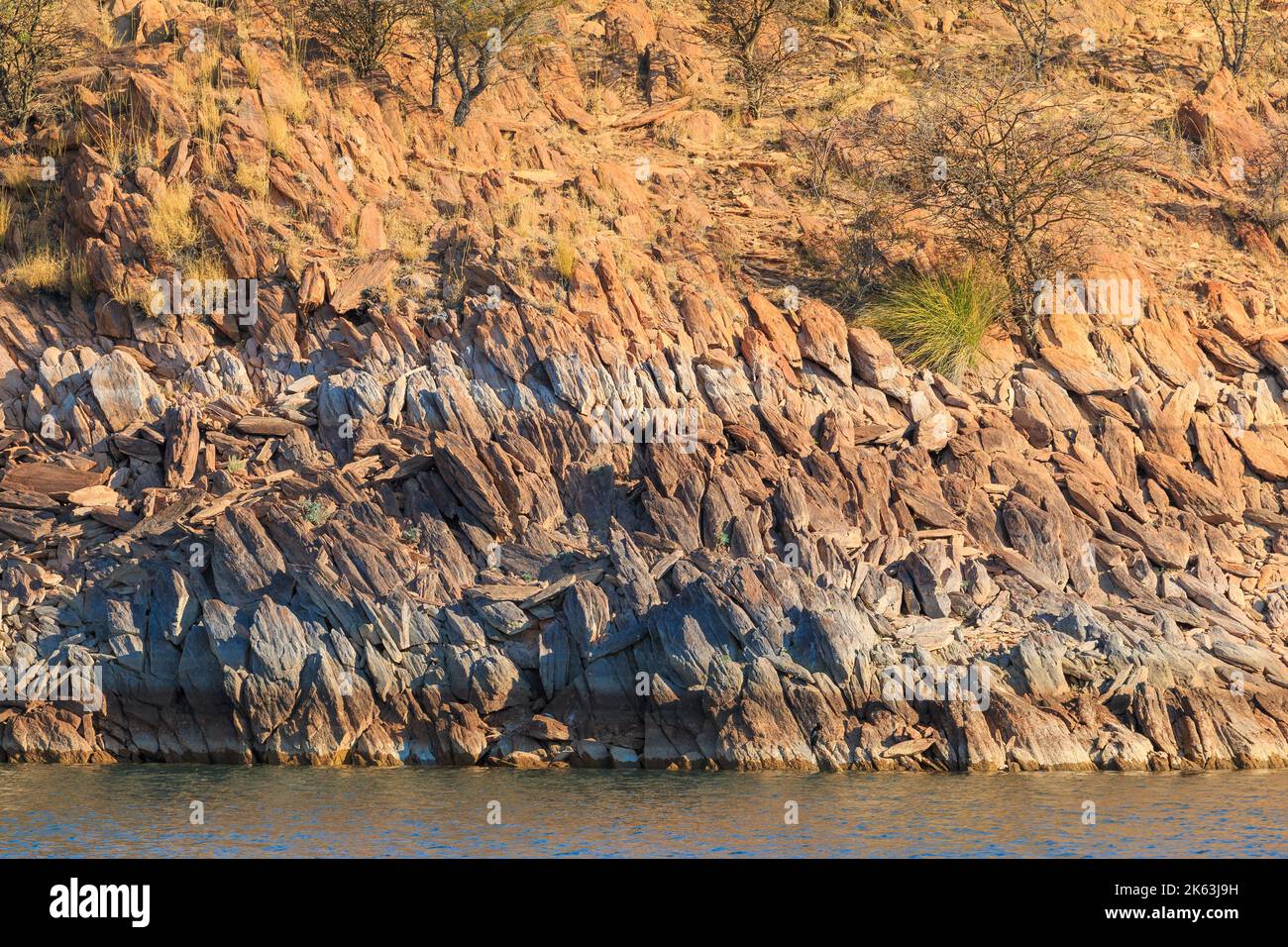 View of the Lake Oanob, an idyllic holiday resort with a lake and a dam ...