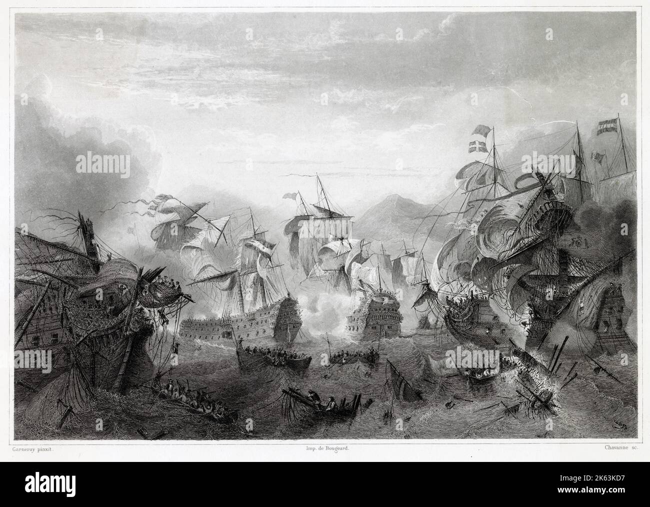 View of the naval battle of Augusta (also known as the Battle of Agosta ...