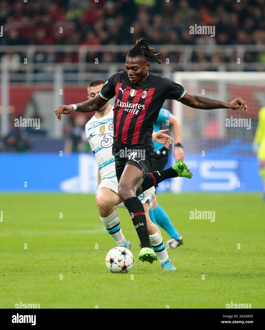 Milan, Italy. 11th Oct, 2022. Rafael Leao of Ac Milan during the UEFA Champions League Group E ...