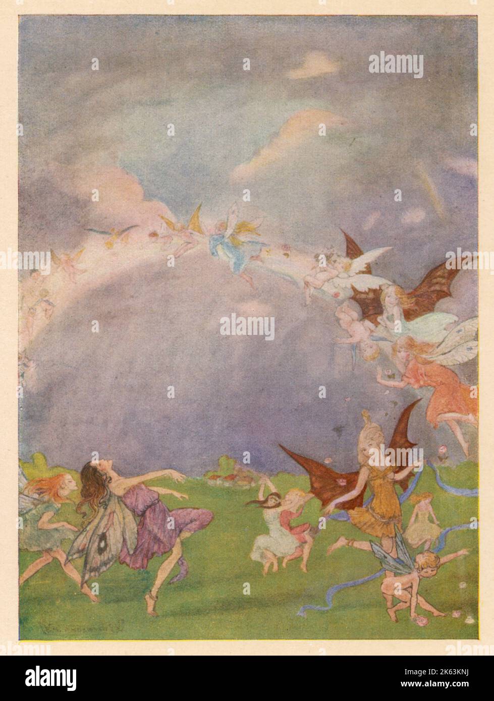 Fairies in flight by Florence Mary Anderson. 1915 Stock Photo - Alamy