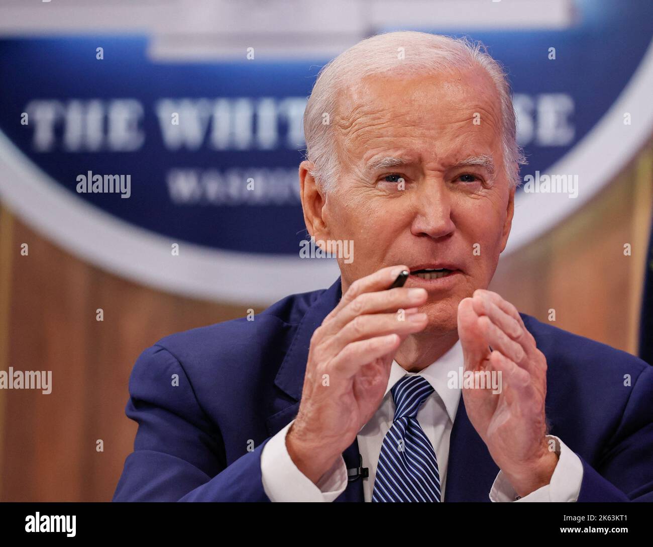 President Joe Biden addresses a virtual audience attending the Summit ...