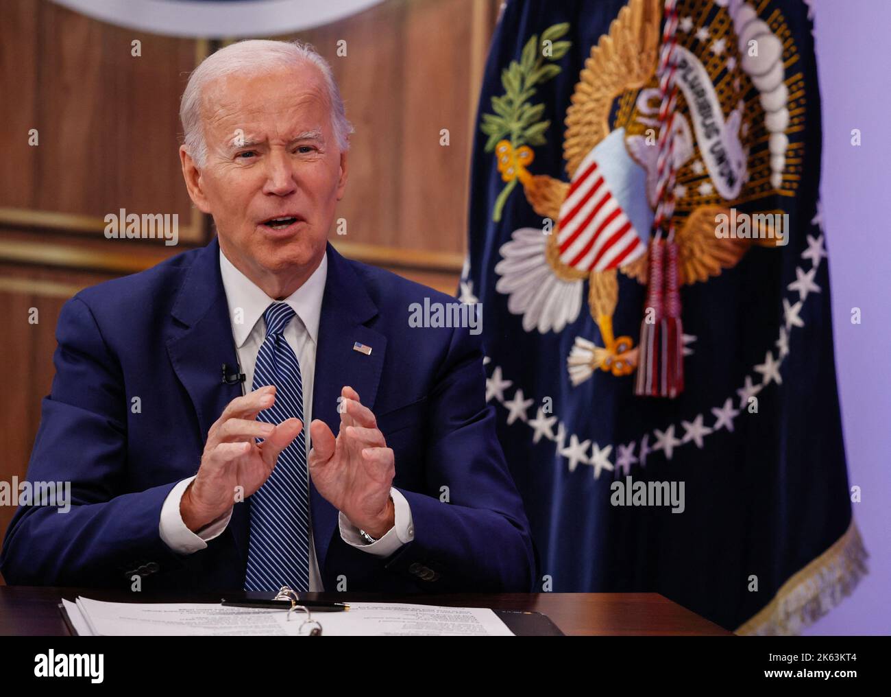 President Joe Biden addresses a virtual audience attending the Summit ...