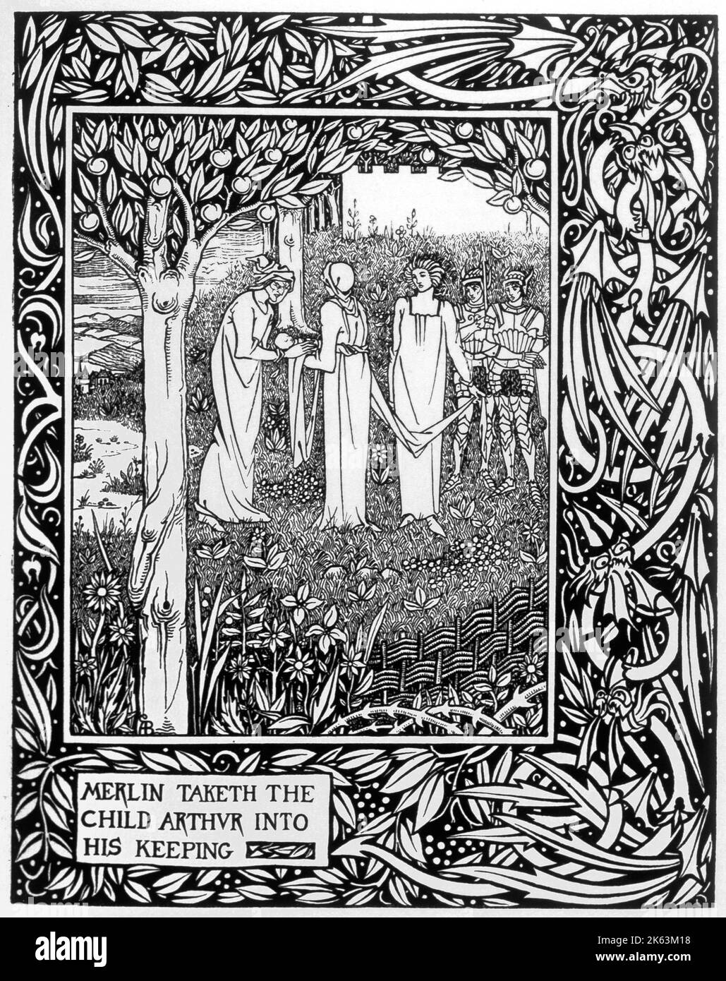 Merlin takes the child Arthur into his keeping Stock Photo - Alamy