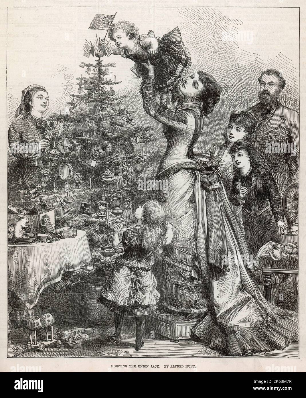Hoisting the Union Jack to the top of the Christmas Tree Date: 1876 ...