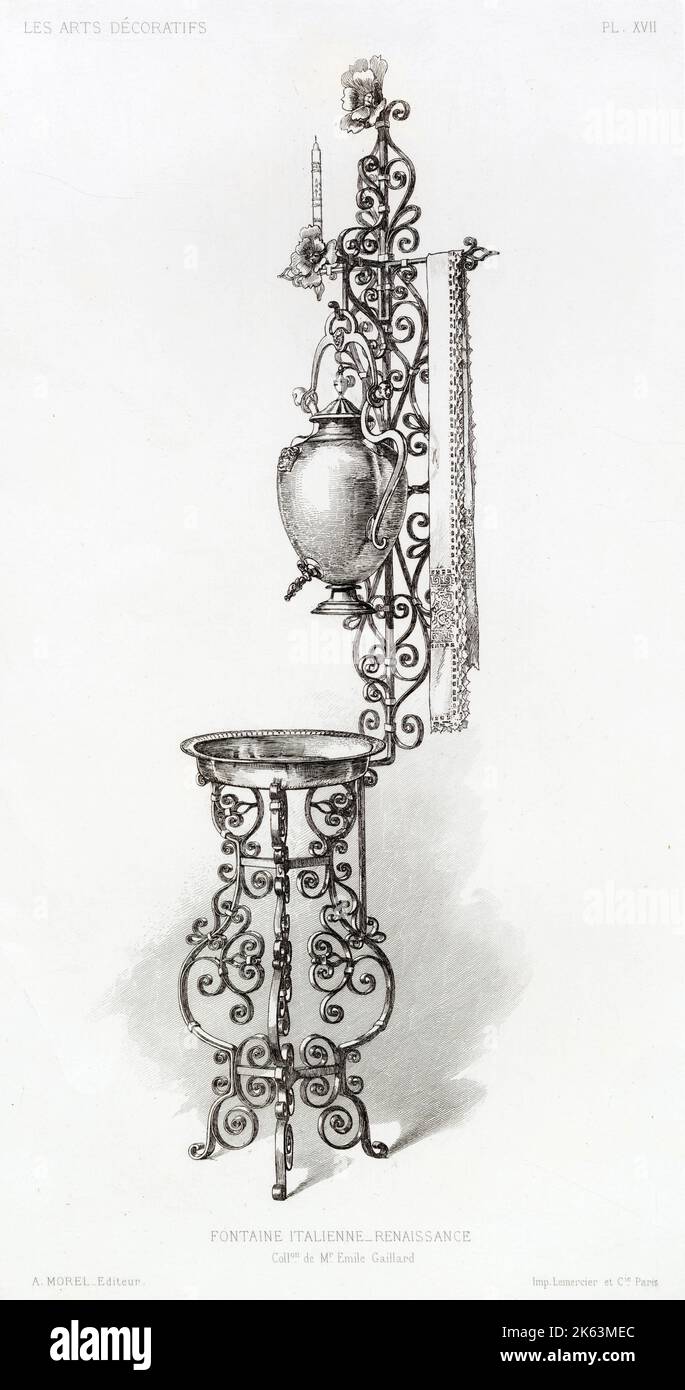 An elegant wash-stand from the Italian Renaissance, with its washbowl ...