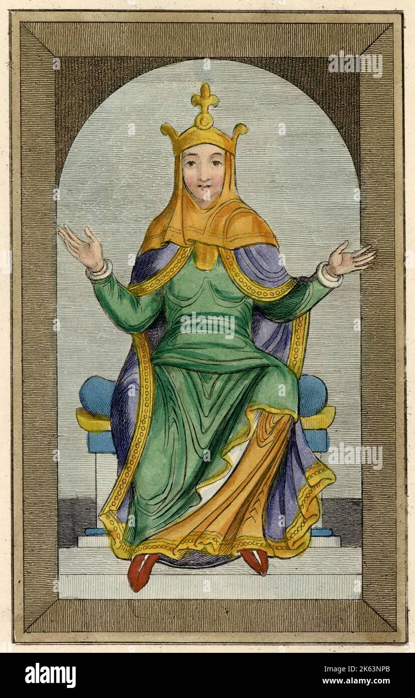 An unidentified Anglo-Norman Queen (1066 - 1100), seems happy to be ...