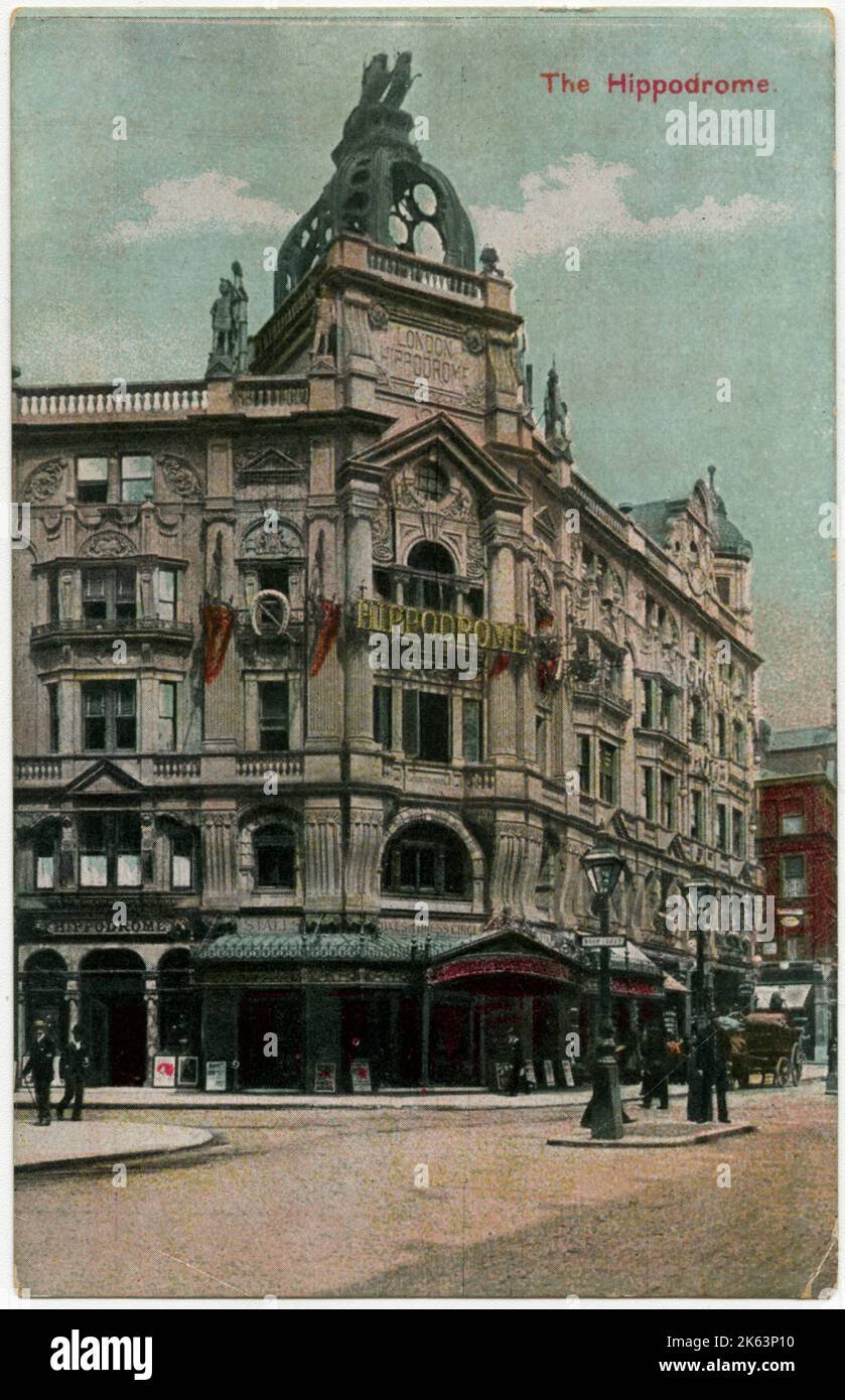 An exterior view of the Hippodrome Theatre, London. Date: circa 1900 ...