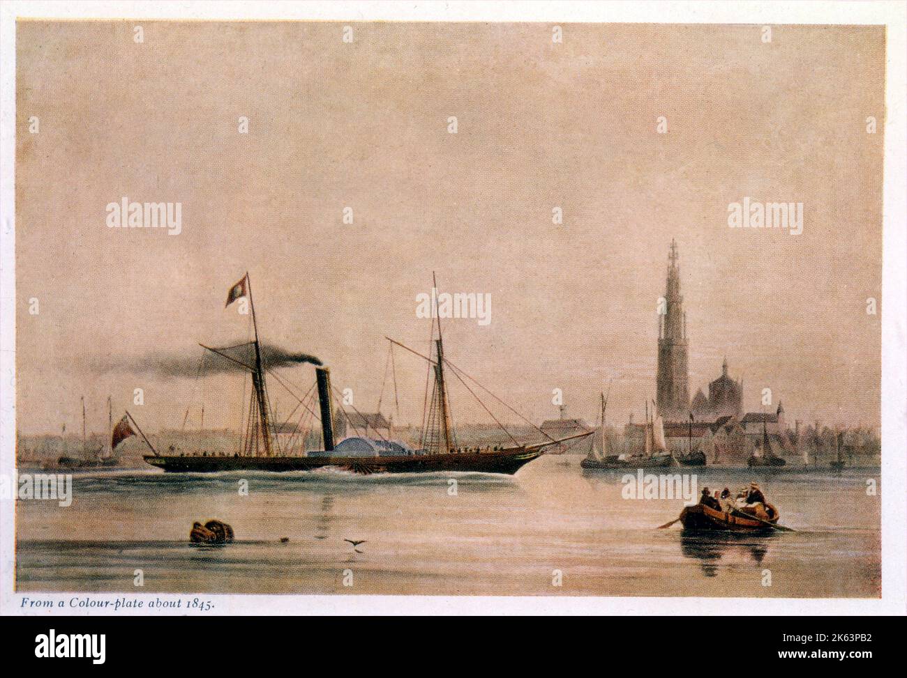 The British paddle-steamer arrives in the harbour of Antwerp after ...