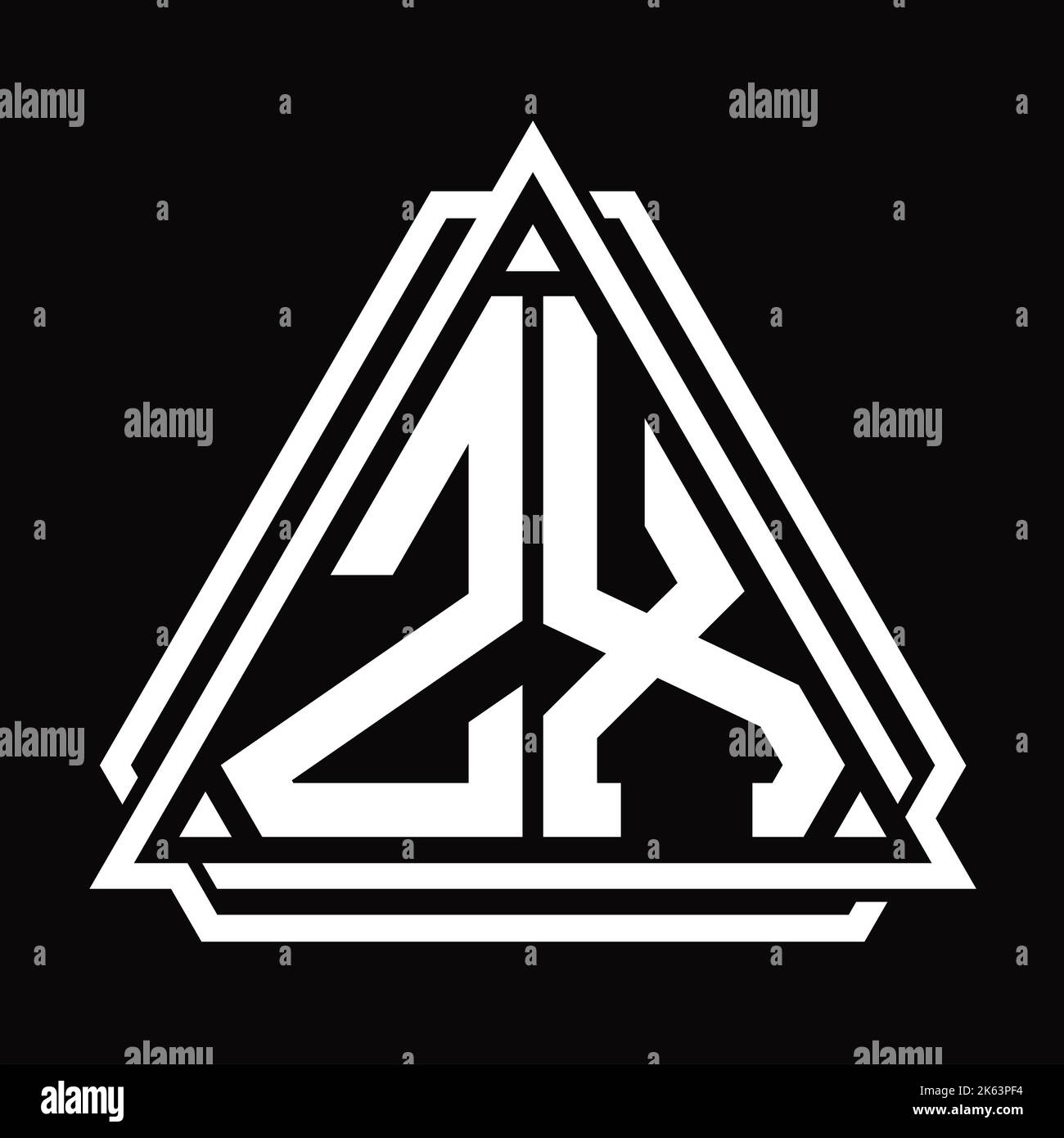 ZX Logo letter monogram with triangle shape design template isolated on black background Stock ...