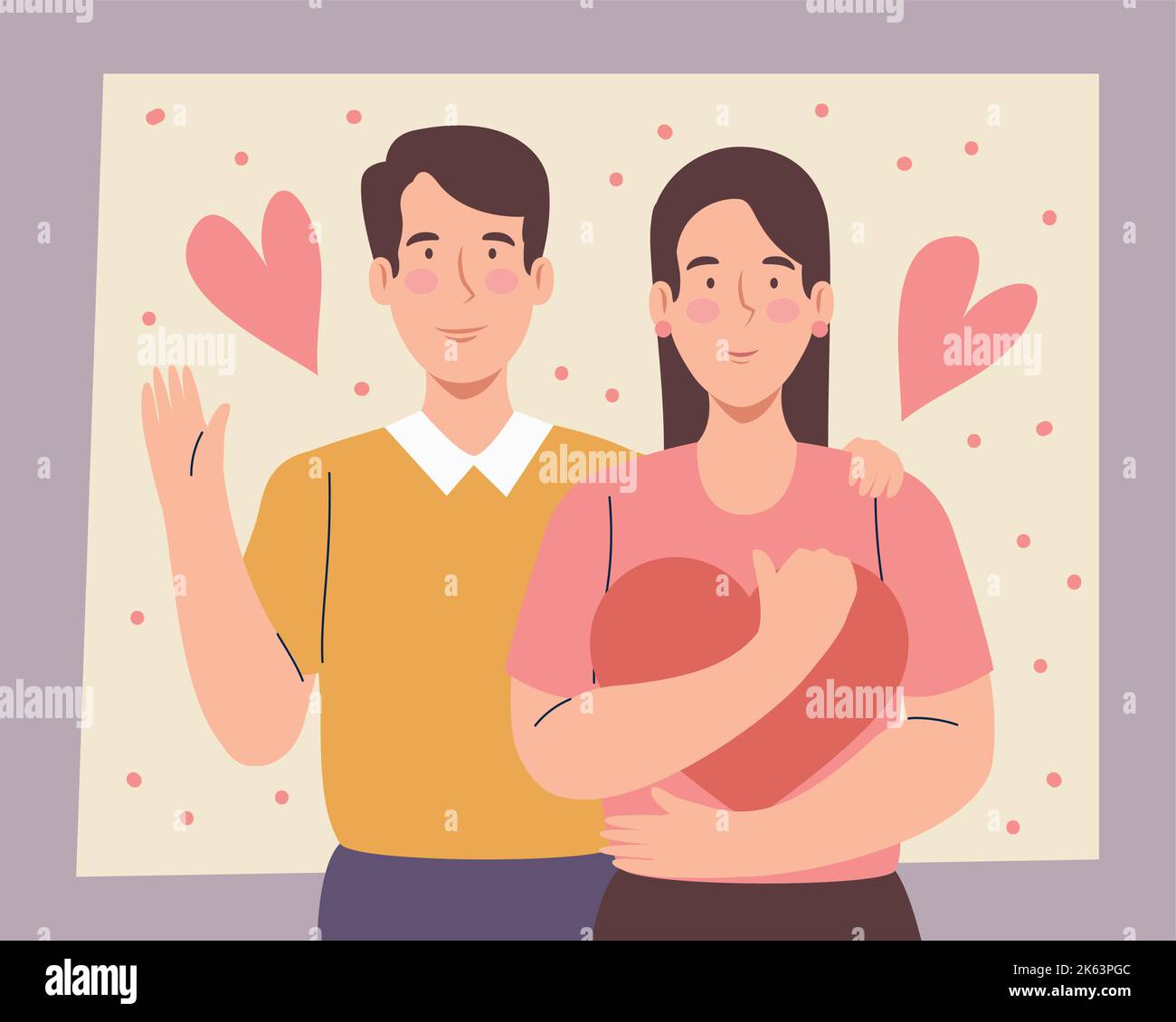 korean couple hugging heart Stock Vector Image & Art - Alamy