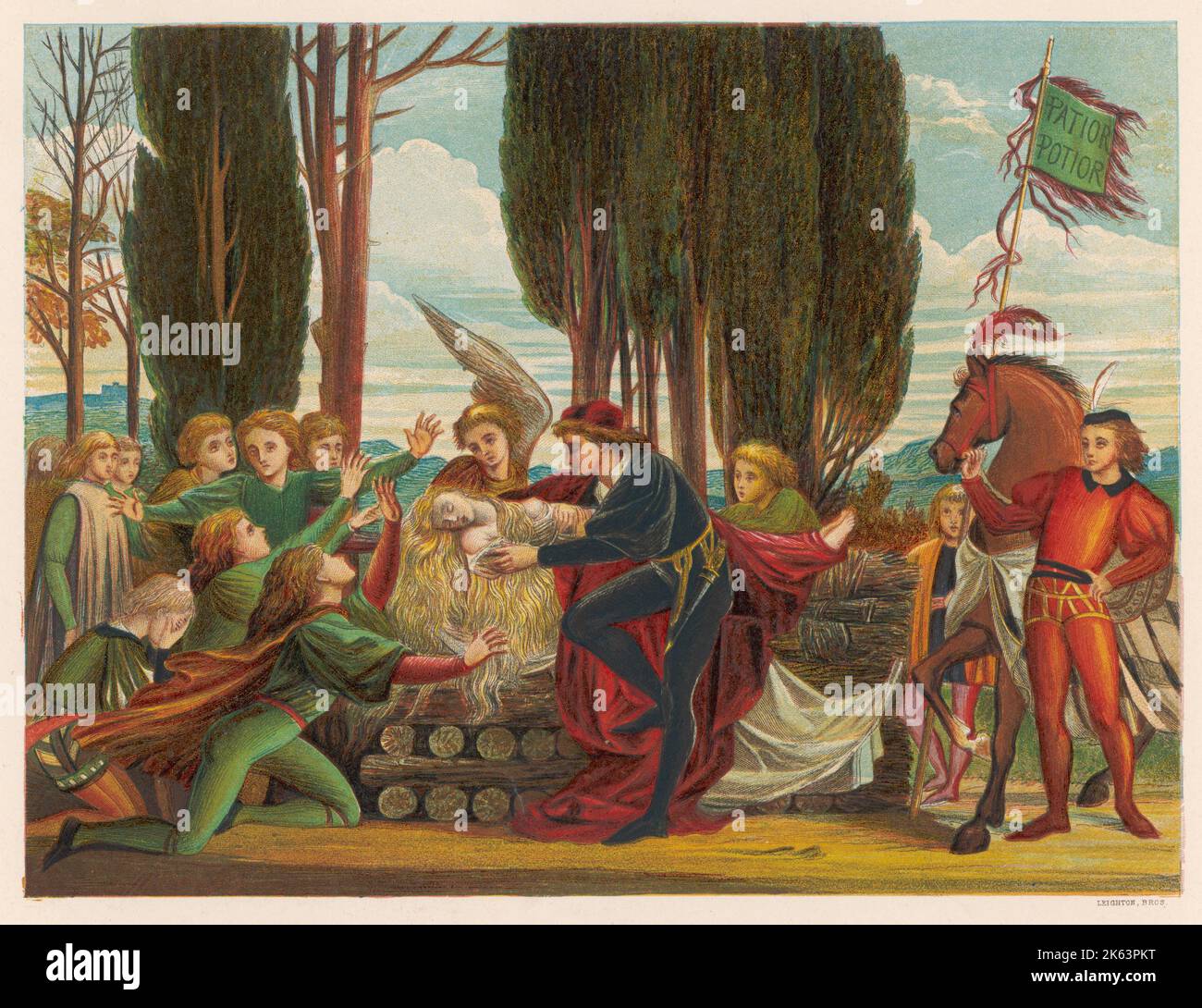 The dumb maiden, on the funeral pyre, releases the swans from the spell ...