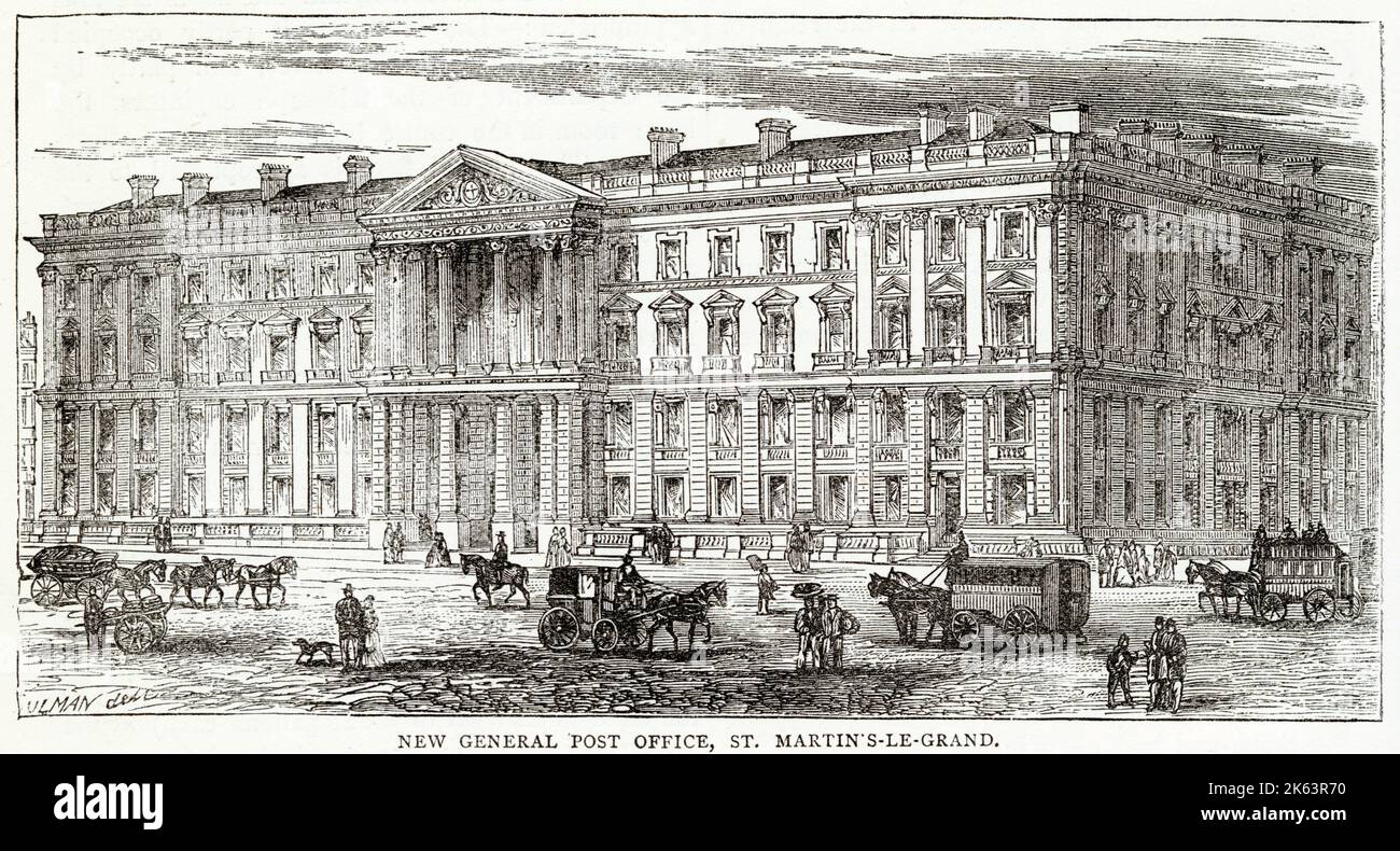 Exterior of the new General Post Office, St Martin's-Le-Grand, London ...