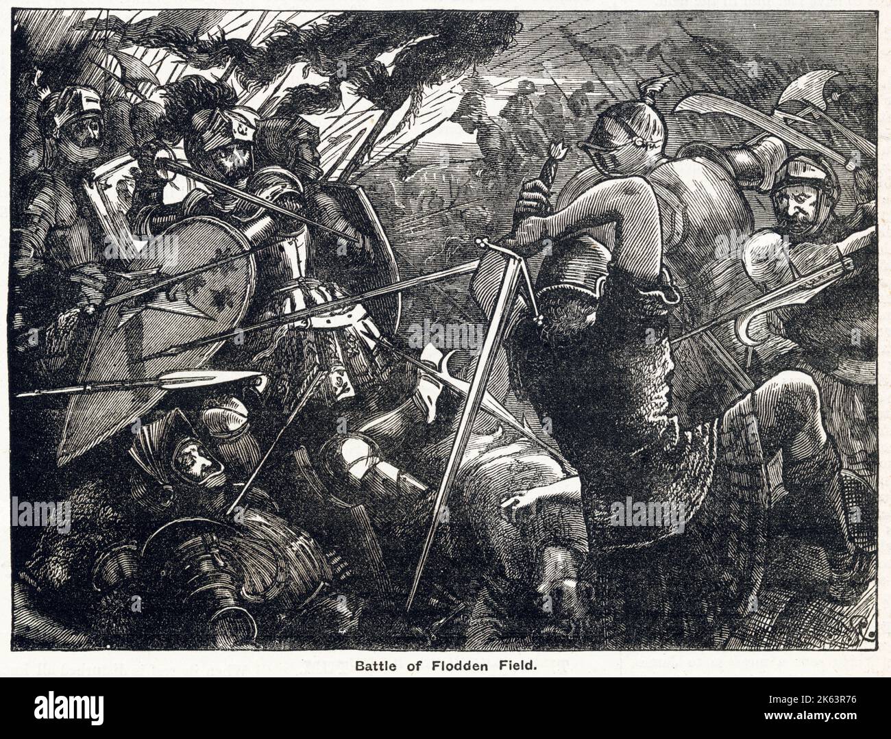 Height of battle of the Battle of Flodden, Northumberland, between ...