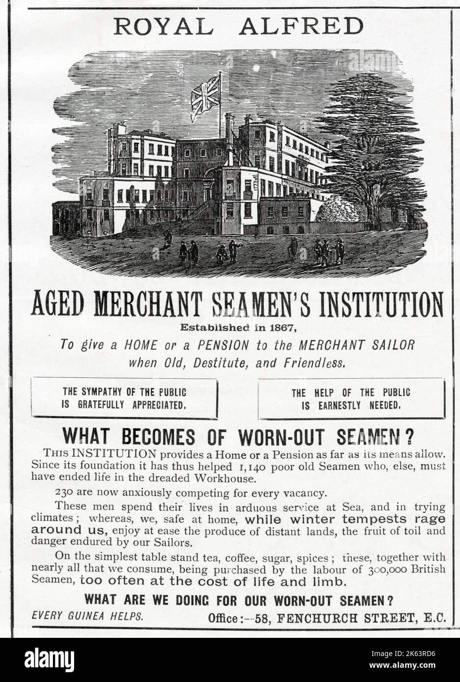 Established in 1867 in Belvedere House Erith, Kent, for old, destitute ...