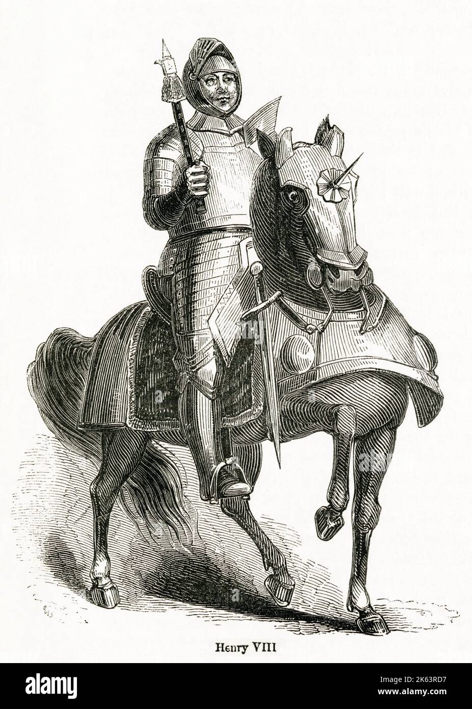 Young Henry VIII (1491 - 1547), wearing full armour on horseback Stock ...
