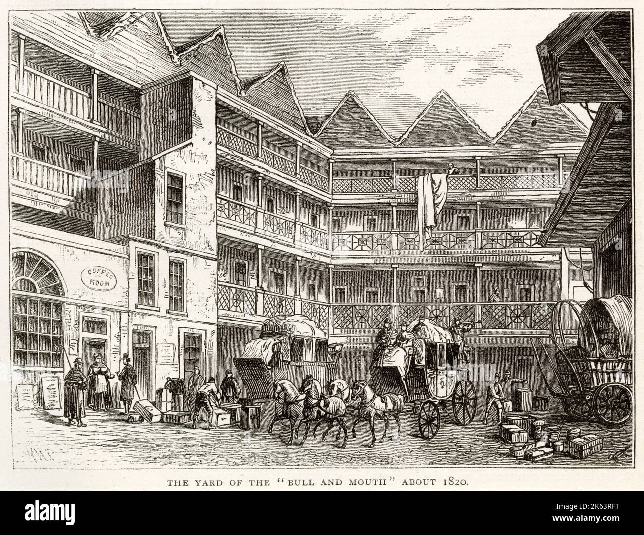 The yard at the Bull and Mouth Inn, in St Martins-le-Grand, London ...