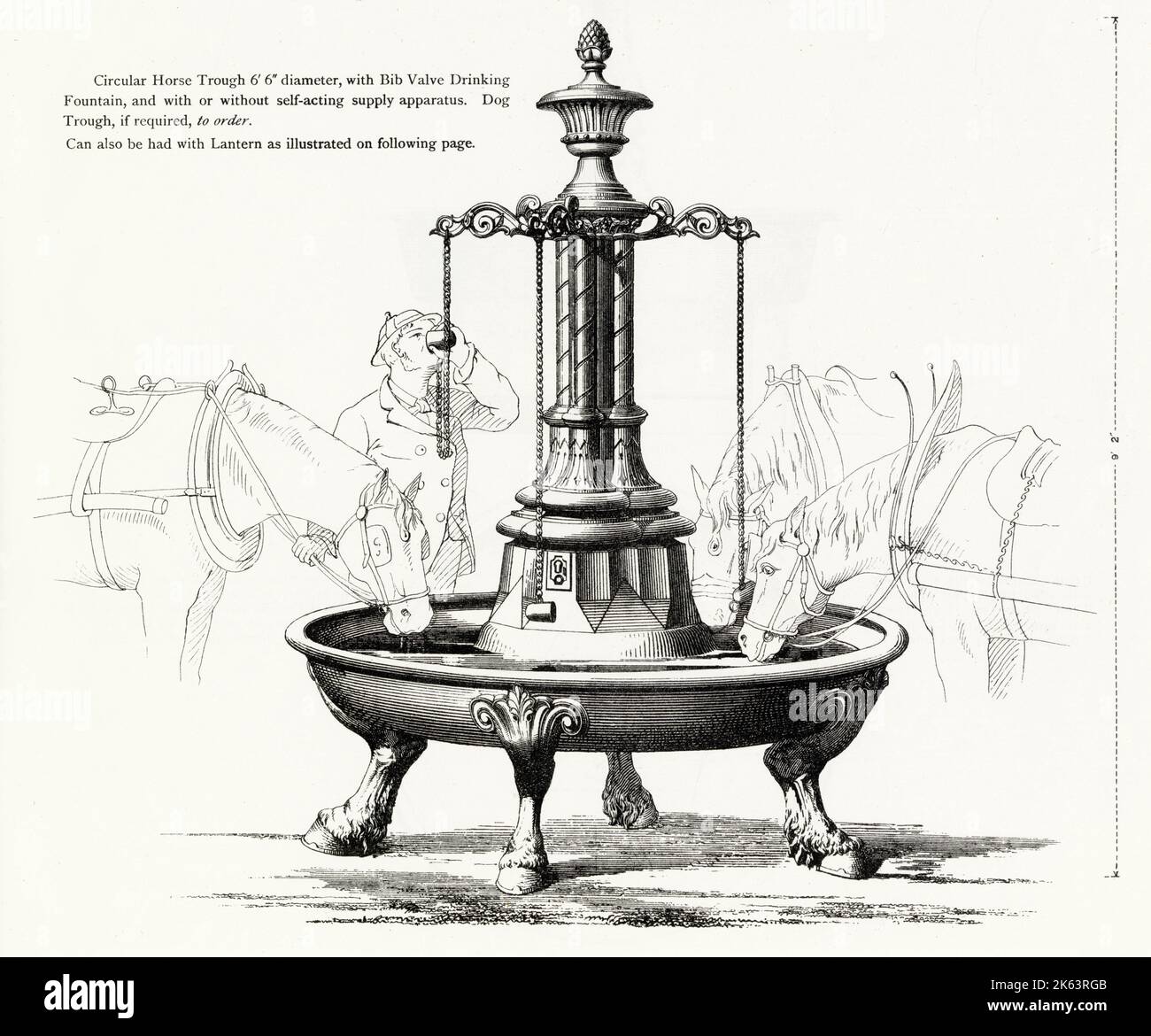 Cast iron circular horse trough with drinking fountain Stock Photo - Alamy