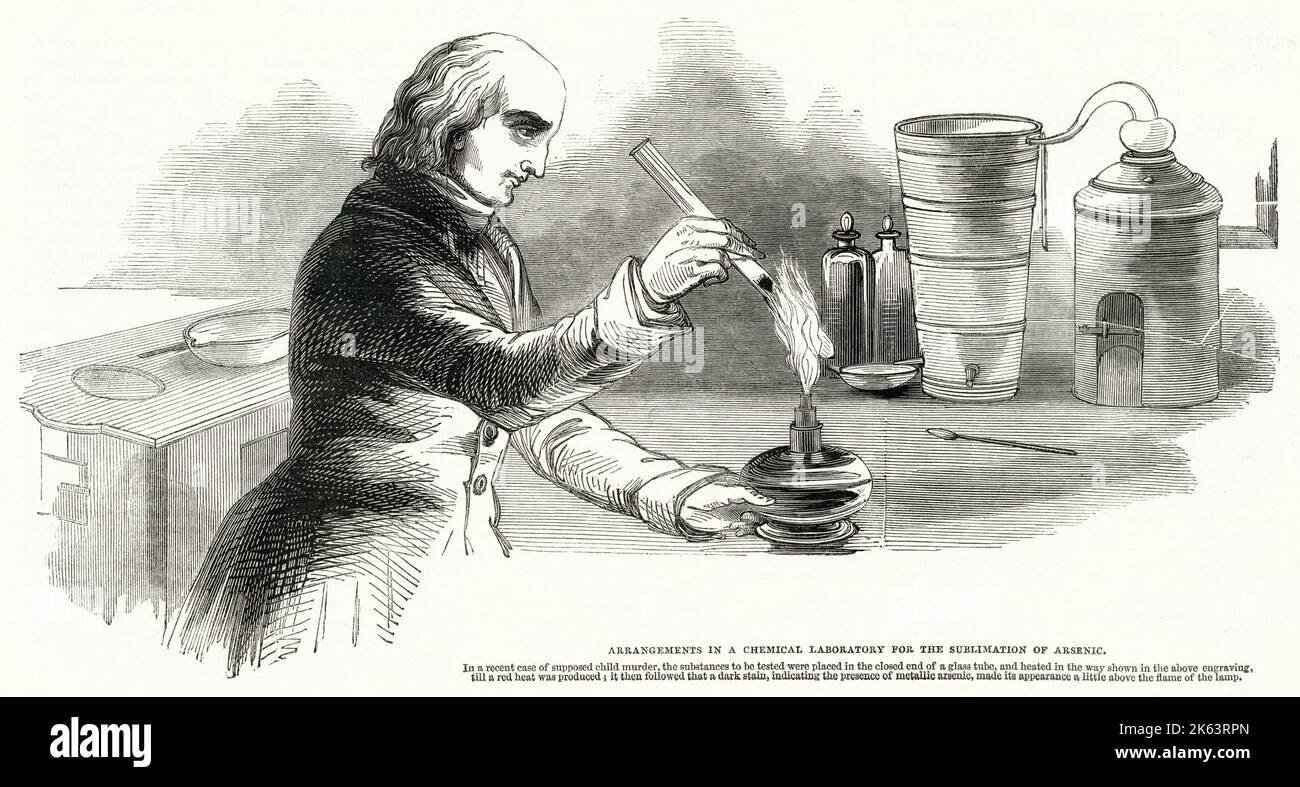 A scientist performing a Marsh test, to determine whether a young child ...