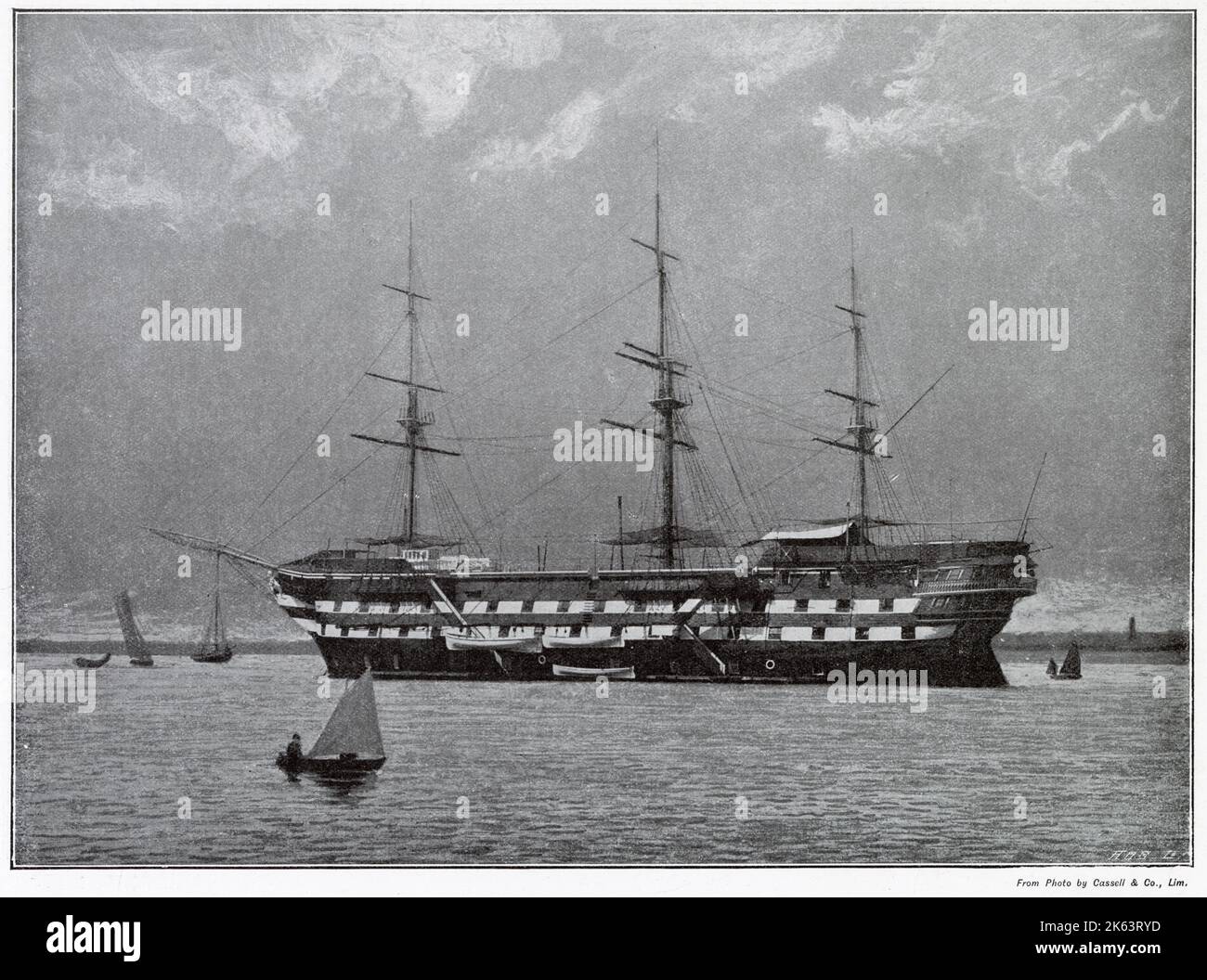 HMS Worcester, training Ship for the Thames Marine Officers', moored at ...