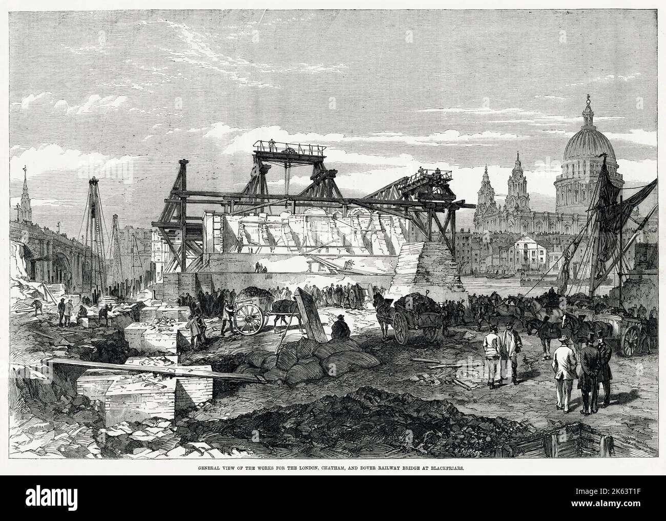General view of the works for the London, Chatham and Dover railway ...