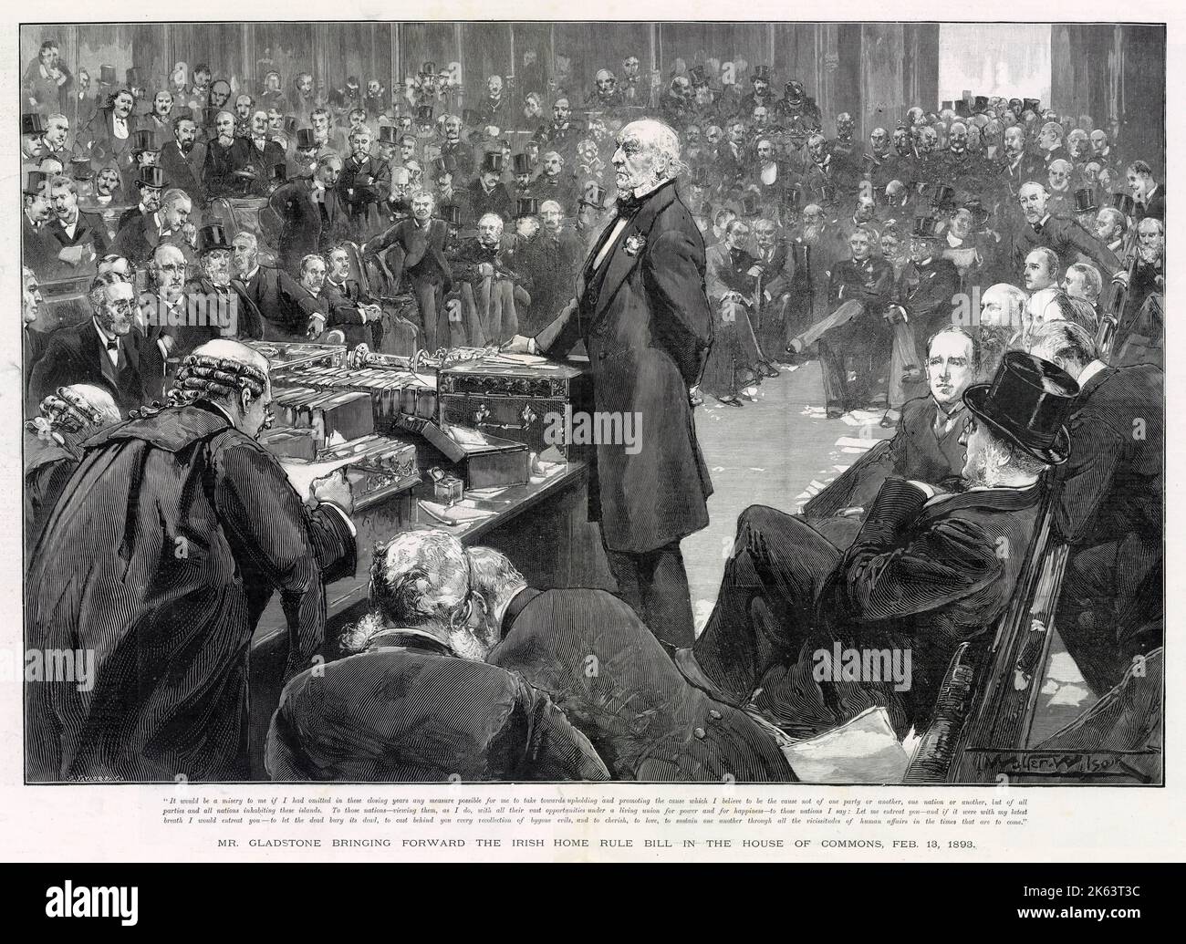 Prime Minister, William Ewart Gladstone (1809 - 1898), delivering the ...